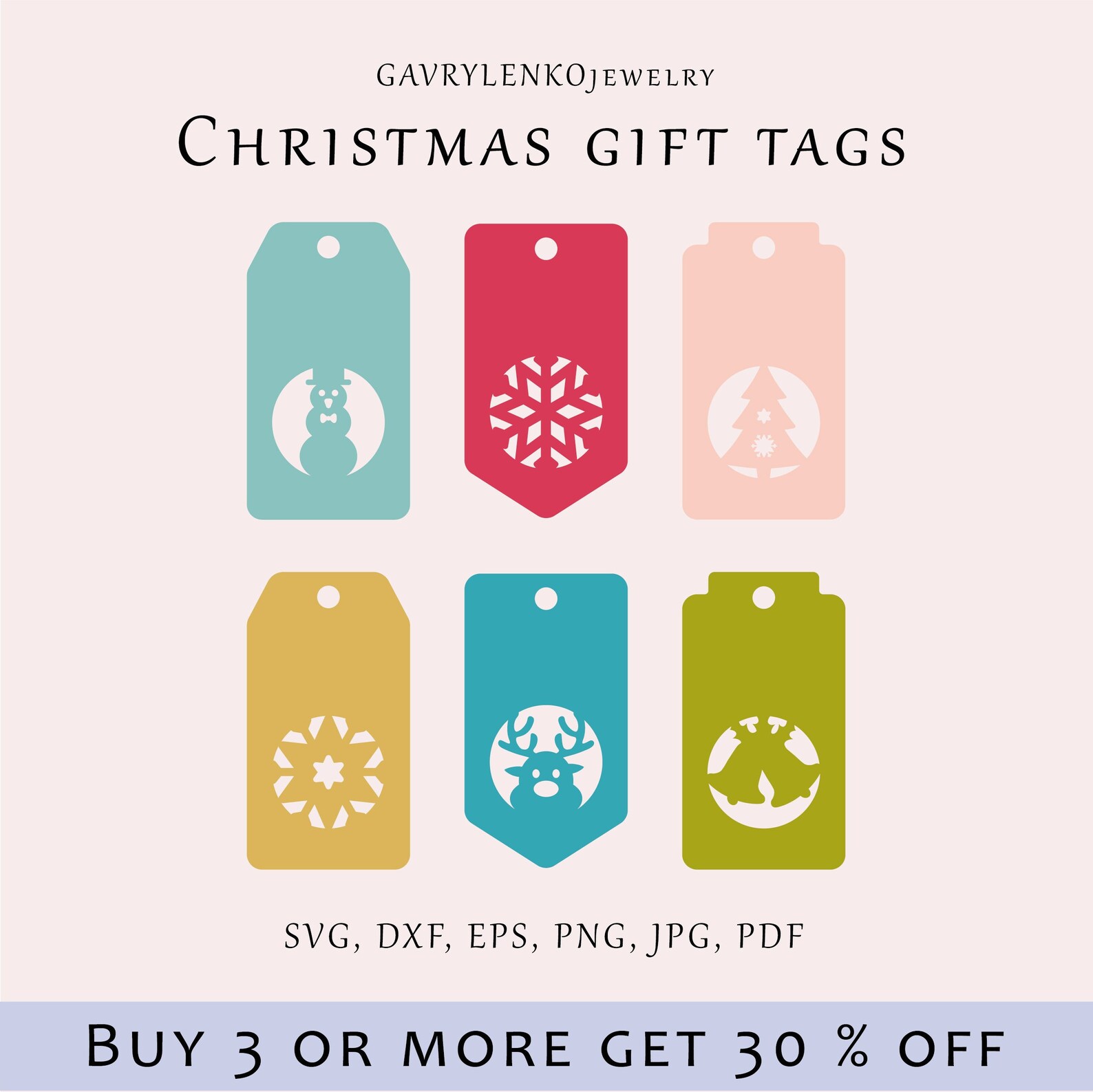 Christmas Gift Tag SVG, Holiday Digital Template, Gift Tag Cut SVG ...