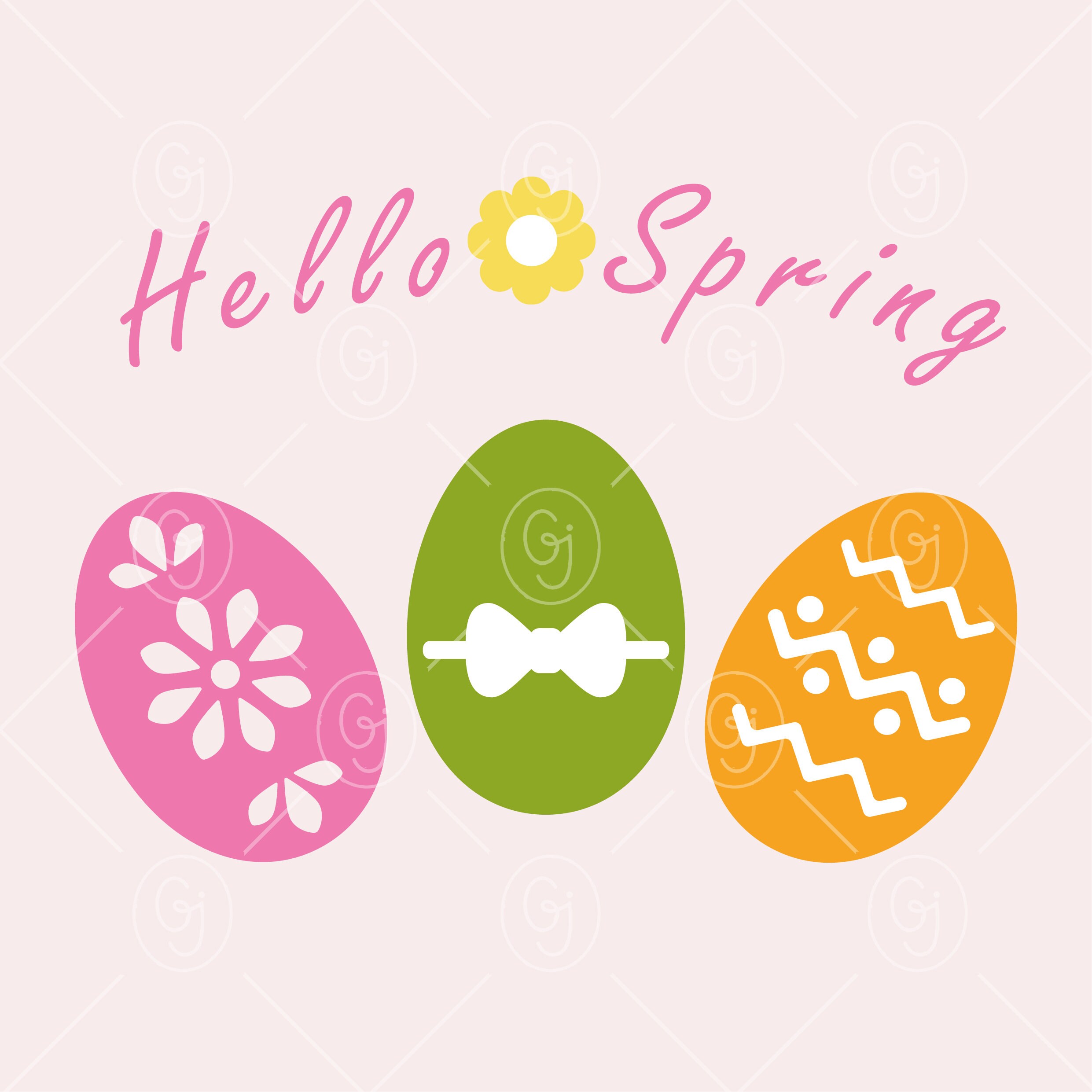 Easter Bunny SVG File Hello Spring Digital Template Happy - Etsy