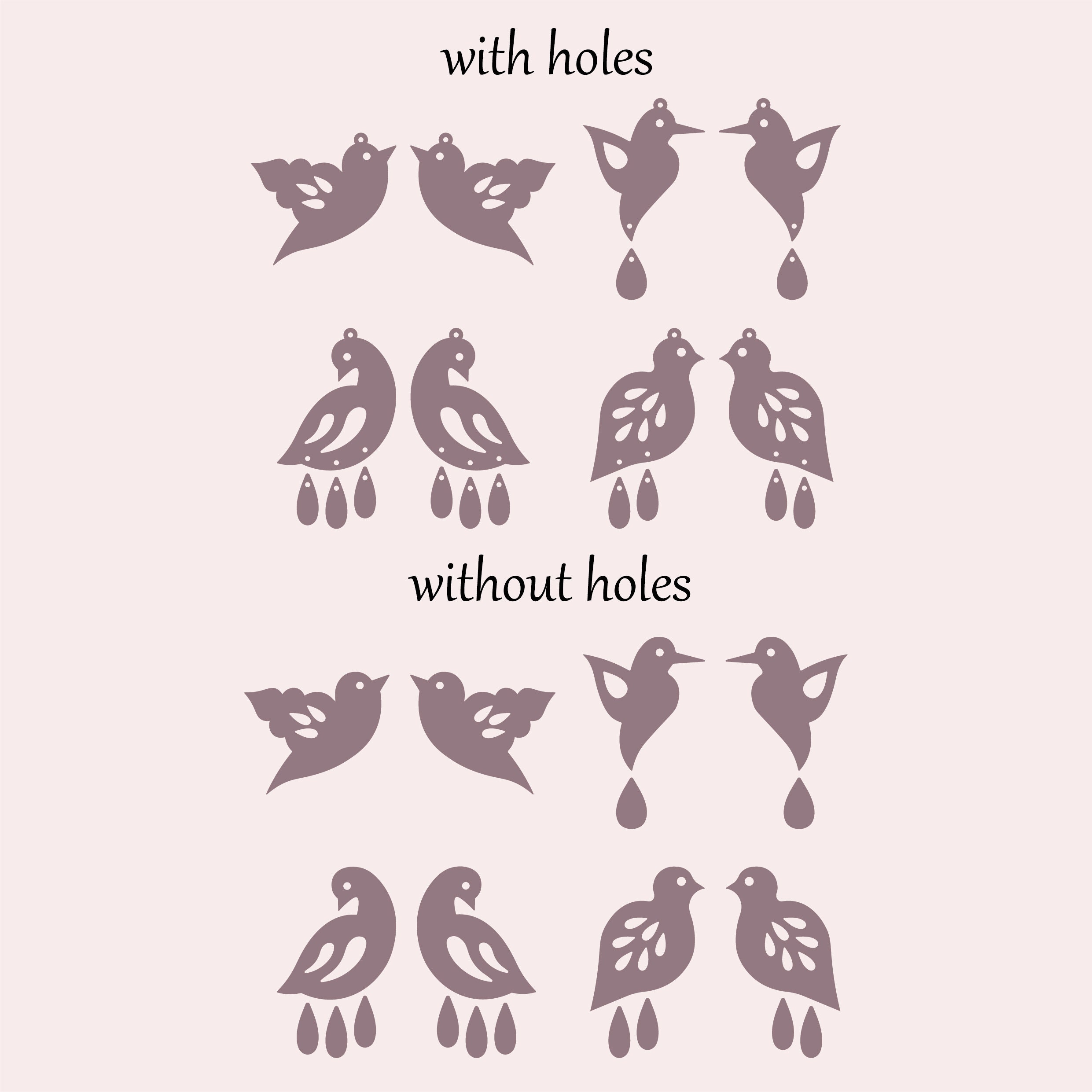 Bird Earrings SVG Hummingbird Earrings Svg Pigeon Pattern - Etsy