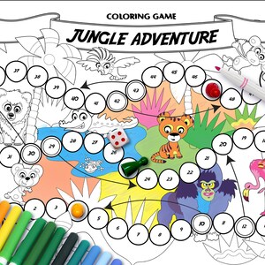Coloring Game: Jungle Adventure| Board Game| Printable Game, Coloring ...
