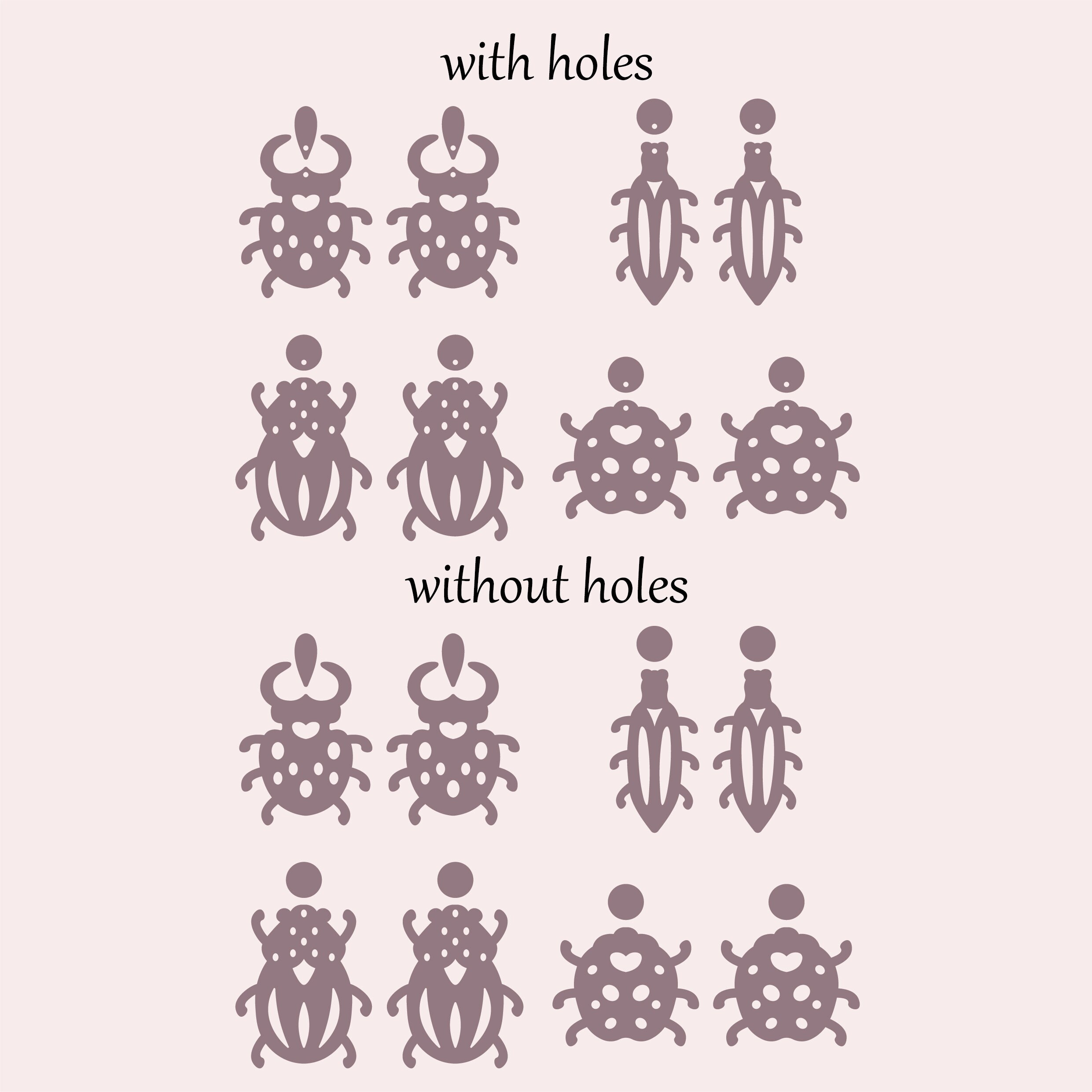 Beetle Earrings SVG File, Insect Dangles Template, Bug Earrings Cut ...