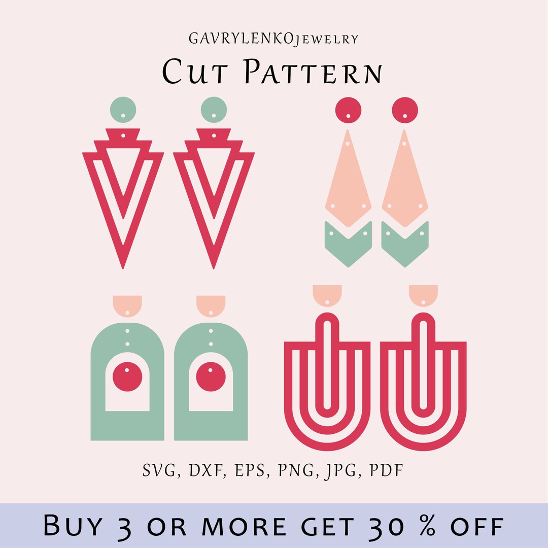 Triangle Earrings SVG File, Geometric Digital Template, Dangle Earrings ...