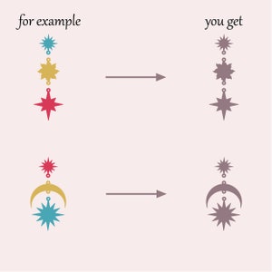 Star Earrings SVG File Sun Moon Digital Template Space - Etsy