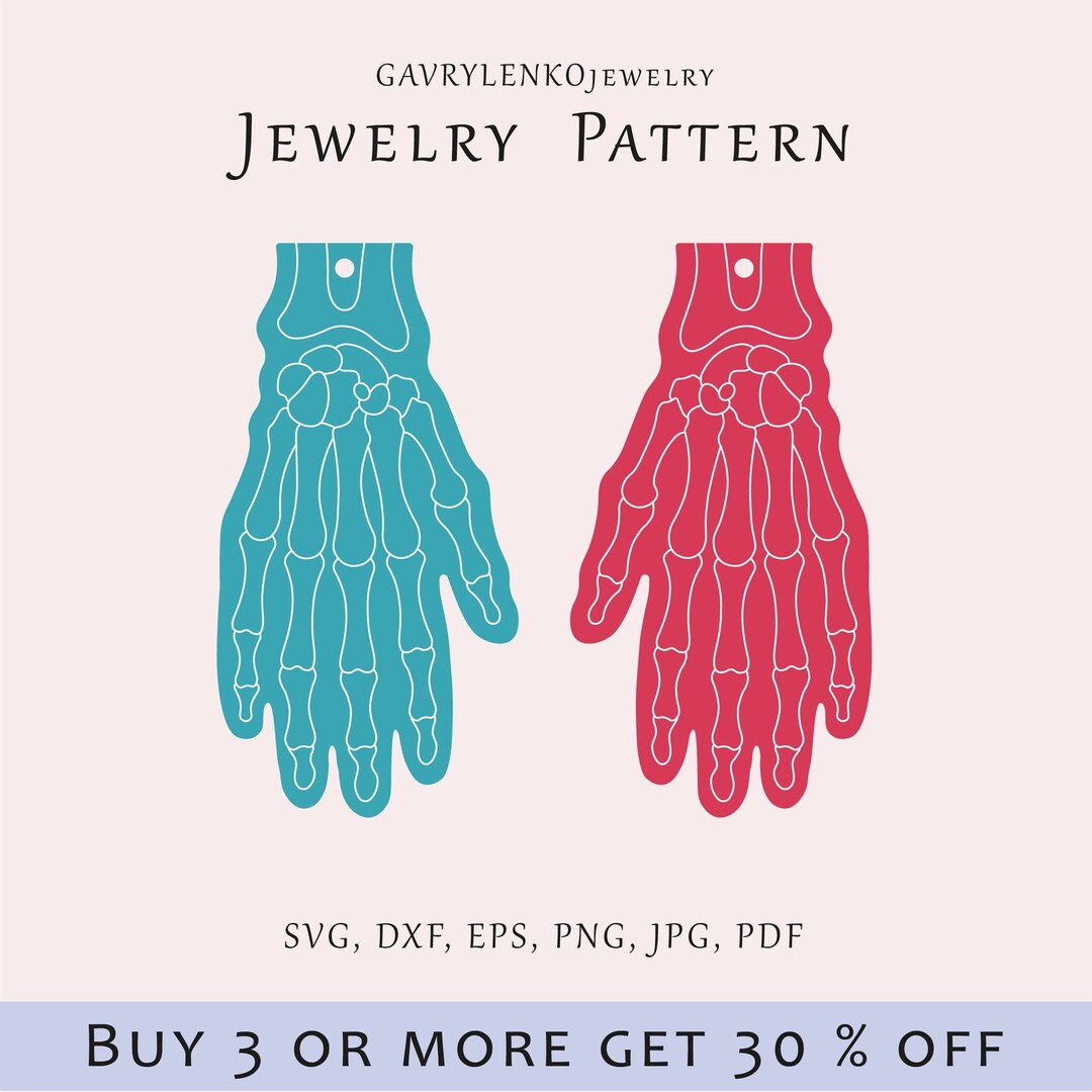 Skeleton Hand Earrings SVG, Spooky Skeleton Dangles Template, Bones ...