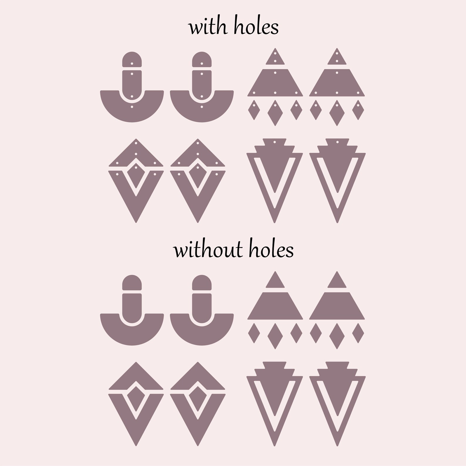 Triangle Earrings SVG File, Rhombus Dangles Template, Glowforge Half ...