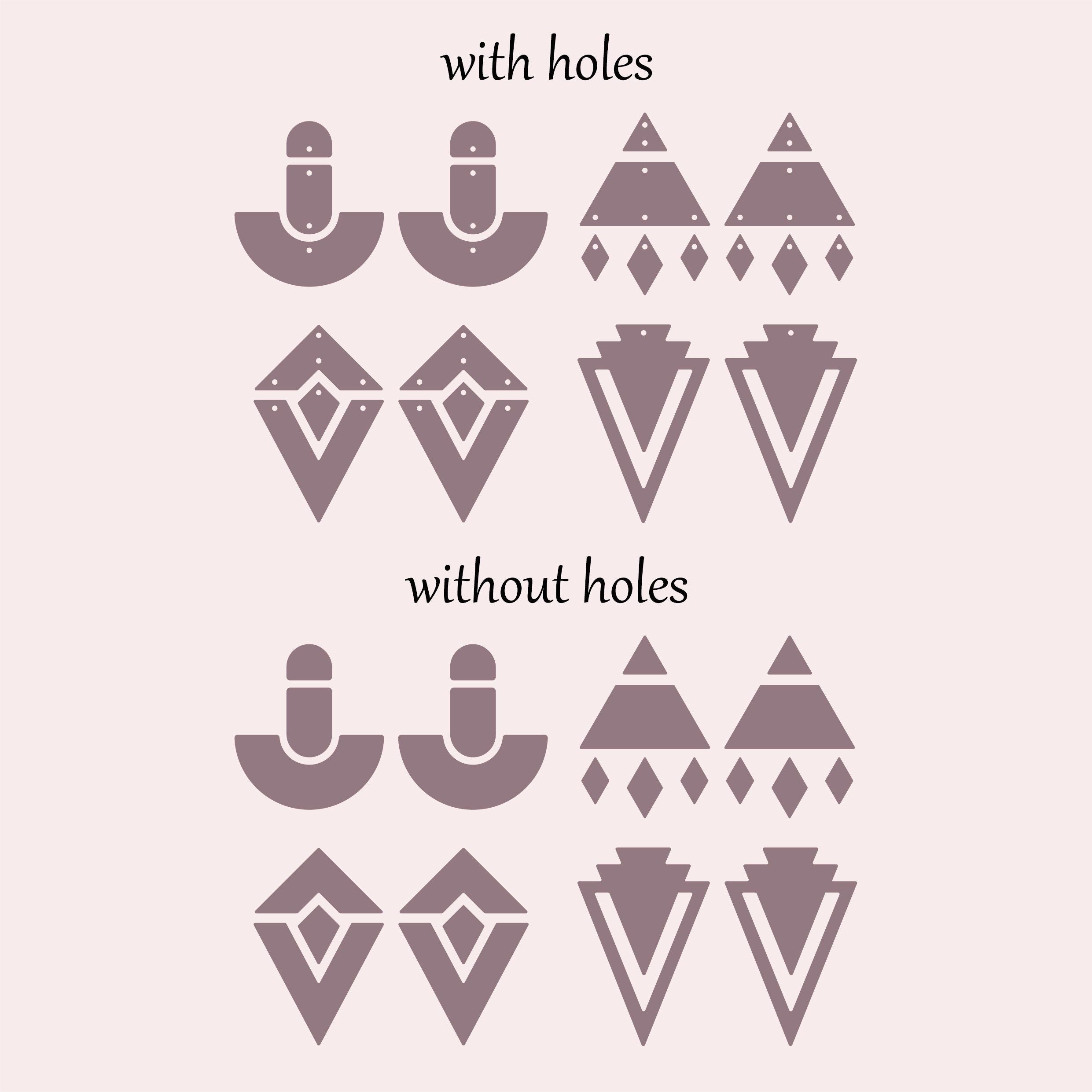 Triangle Earrings SVG File, Rhombus Dangles Template, Glowforge Half ...