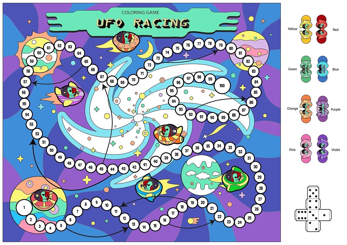 Board DIY Game: UFO Racing| Printable Game, Children Activity, Kids ...
