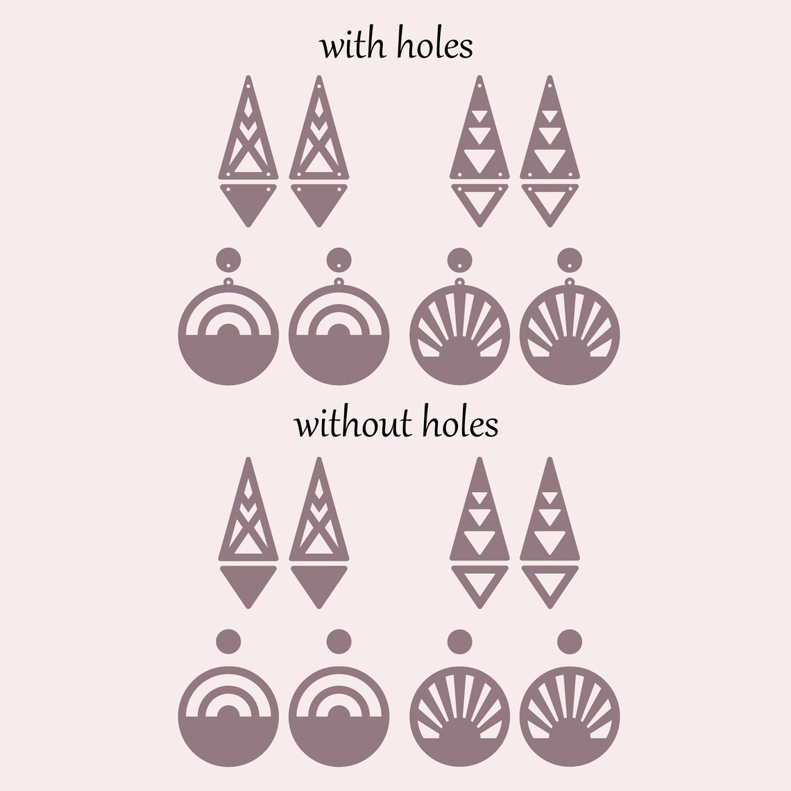 Geometric Earrings SVG File Circle Digital Template Sun - Etsy