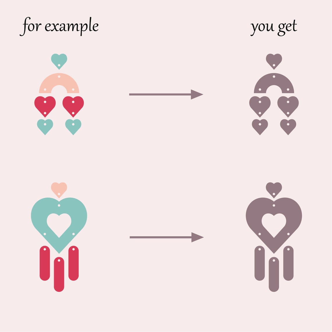 Heart Drop Earrings SVG File Hearts Digital Template Dangle - Etsy