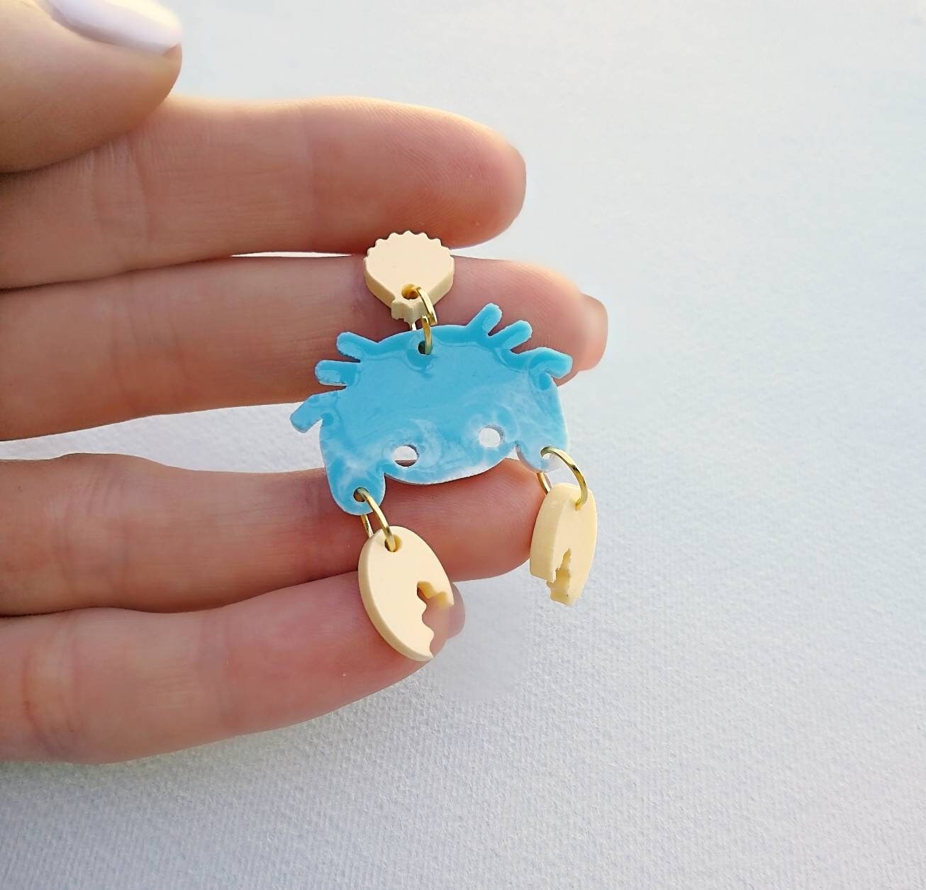 Sea Earrings SVG File Fish Crab Digital Template Dangle - Etsy