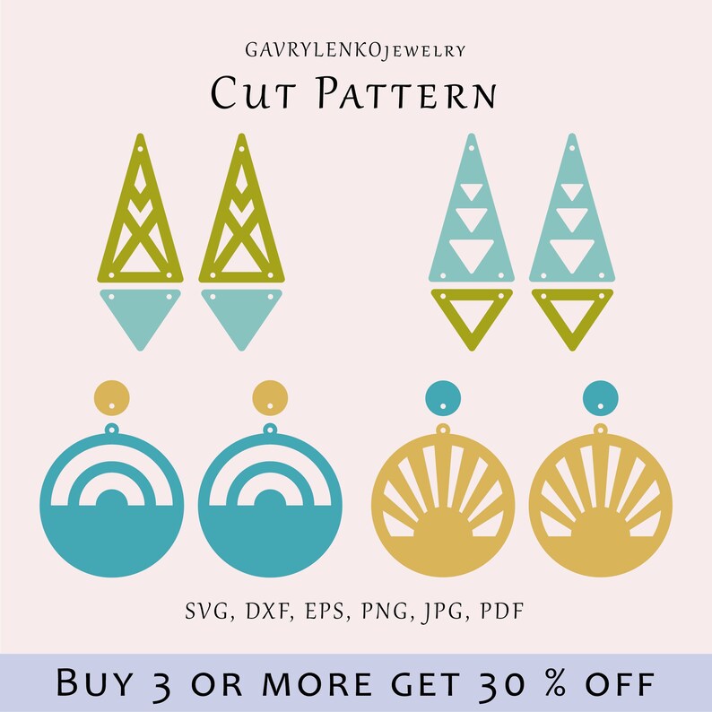 Geometric Earrings SVG File Circle Digital Template Sun - Etsy