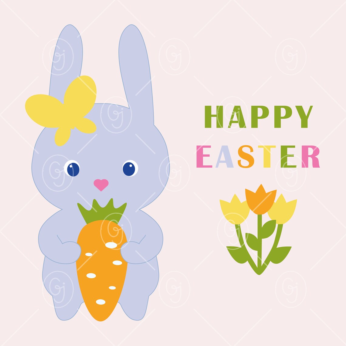 Easter Bunny SVG File Hello Spring Digital Template Happy - Etsy