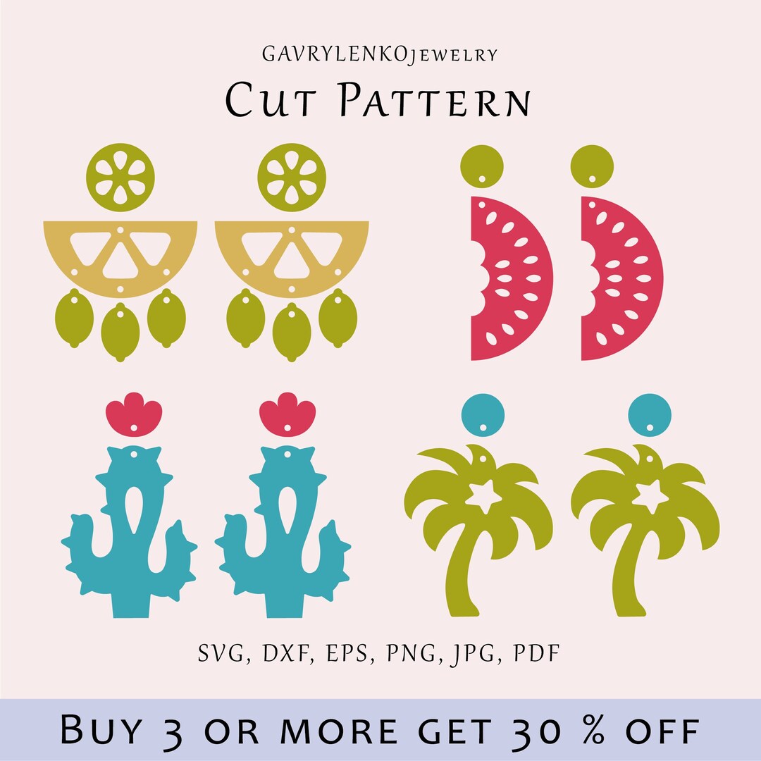 Fruit Earrings SVG, Cactus Earrings Template, Palm Dangles Glowforge ...