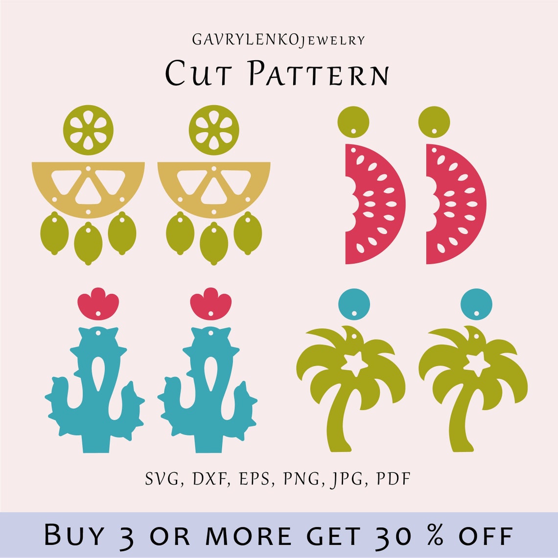 Fruit Earrings SVG, Cactus Earrings Template, Palm Dangles Glowforge ...