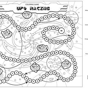 Coloring Game: UFO Racing| Board Game| Printable Game, Coloring Page ...