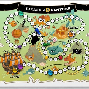 Board Game, Pirate Adventure Activity, Printable Cartoon Story, DIY ...