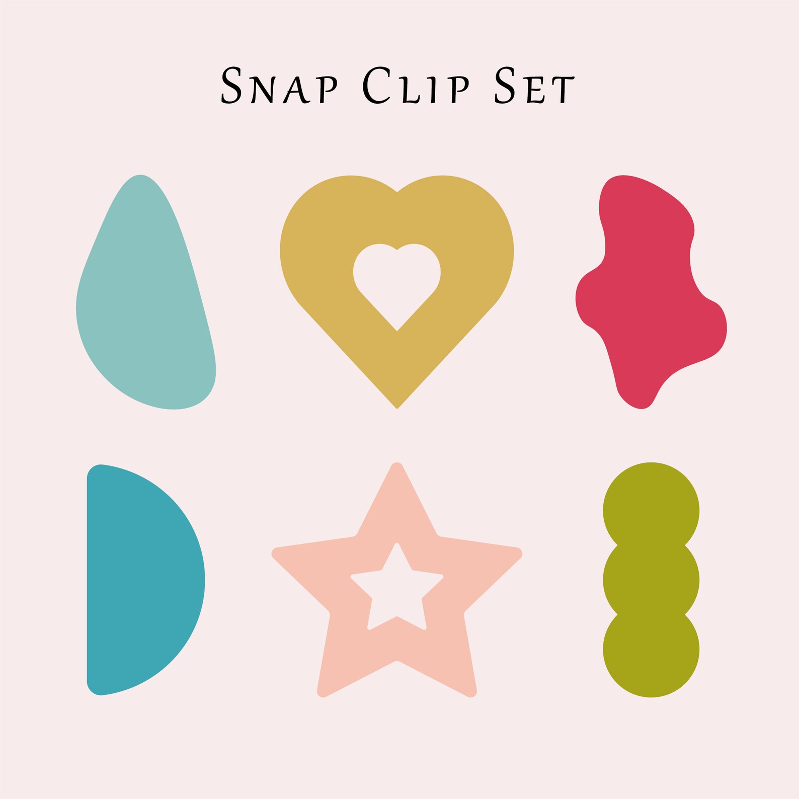 Hair Snap Clips SVG File Abstract Digital Template Heart - Etsy