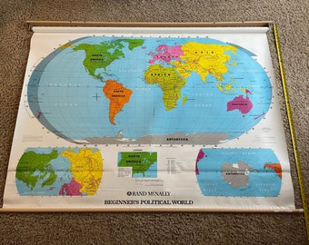 Vintage Pull Down World Map | Etsy