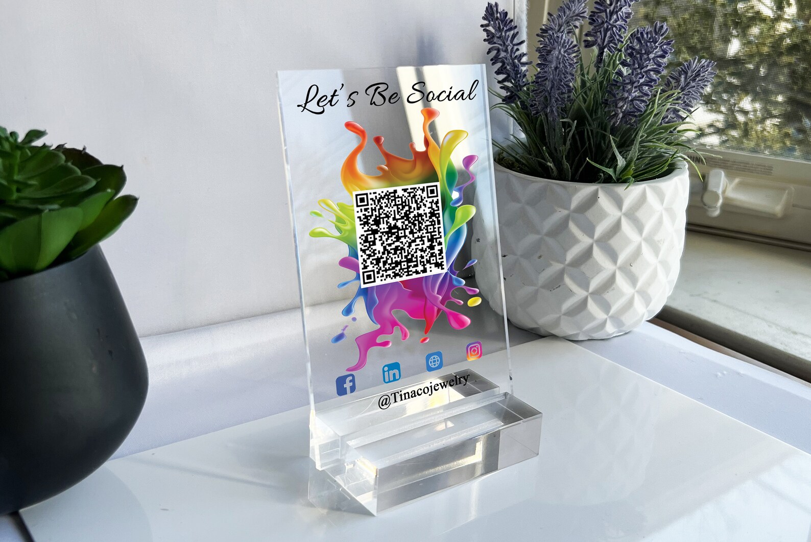 QR Code Acrylic Display Sign With Base scannable QR Code Sign | Etsy