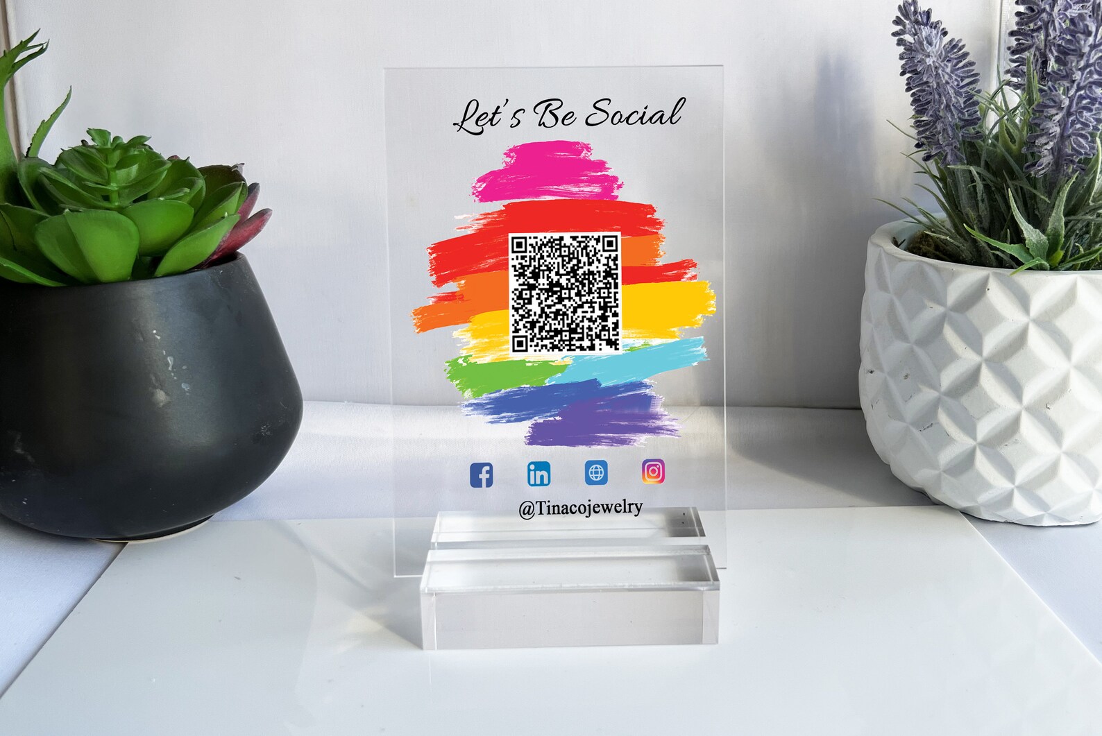 QR Code Acrylic Display Sign With Base scannable QR Code Sign | Etsy