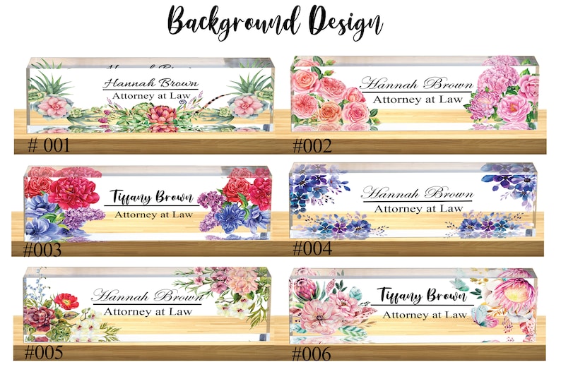 Personalized Flower Name Plate for Desk Custom Office Decor Nameplate ...