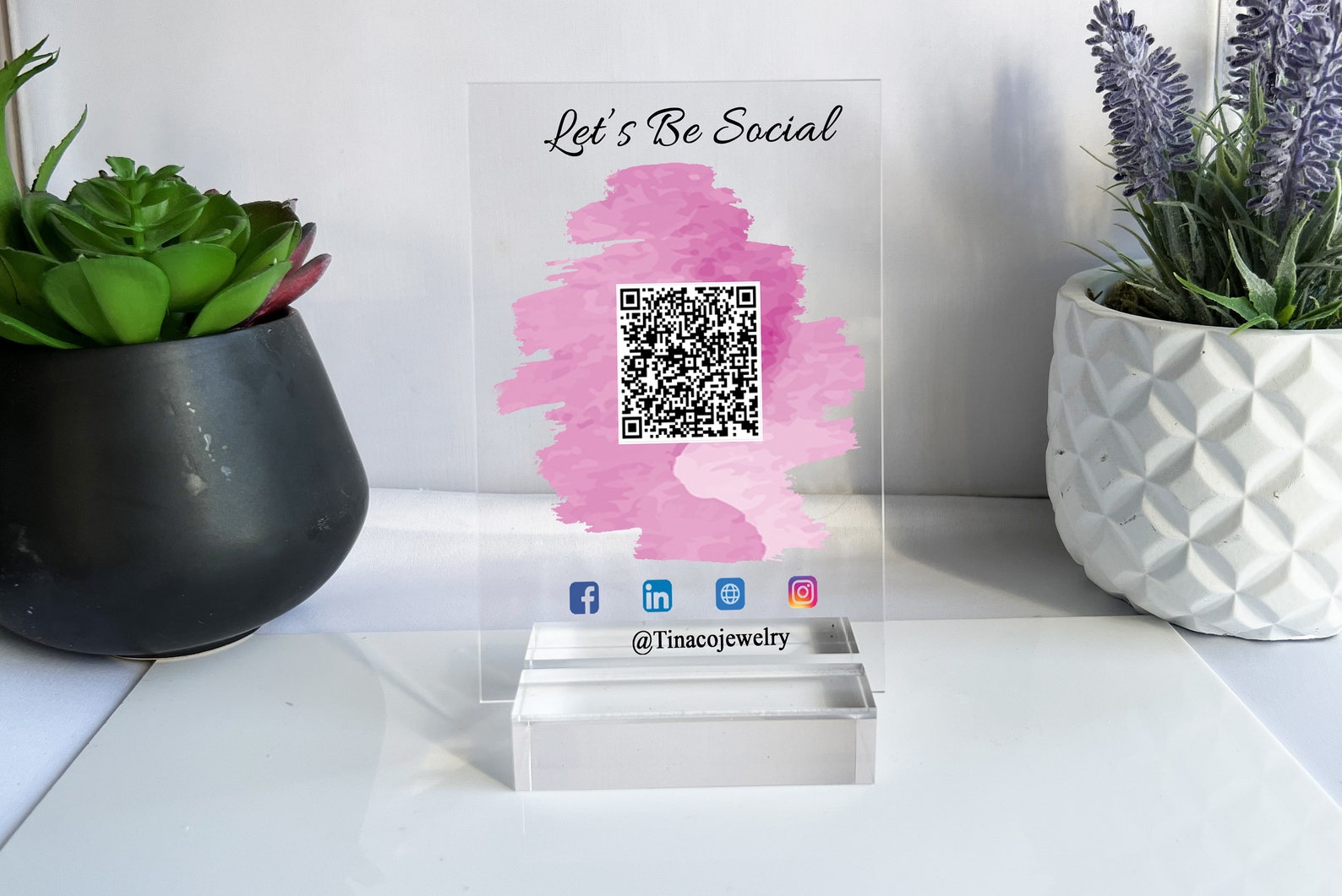 QR Code Acrylic Display Sign With Base scannable QR Code Sign | Etsy