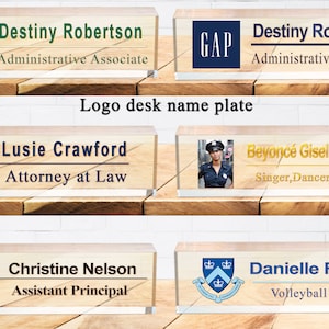 Custom Logo Desk Name Plate, Personalized Office Decor - Etsy