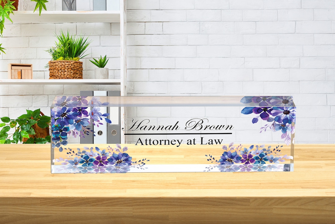 Personalized Flower Name Plate for Desk Custom Office Decor Nameplate ...