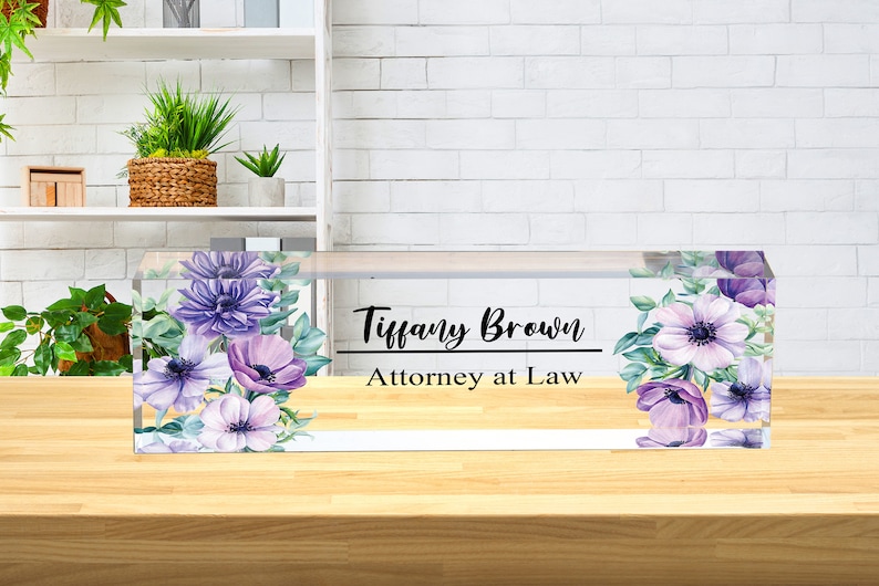 Personalized Flower Name Plate for Desk Custom Office Decor Nameplate ...
