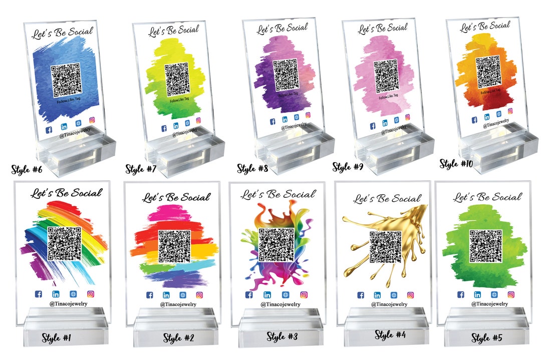 QR Code Acrylic Display Sign With Base scannable QR Code Sign , Let's ...