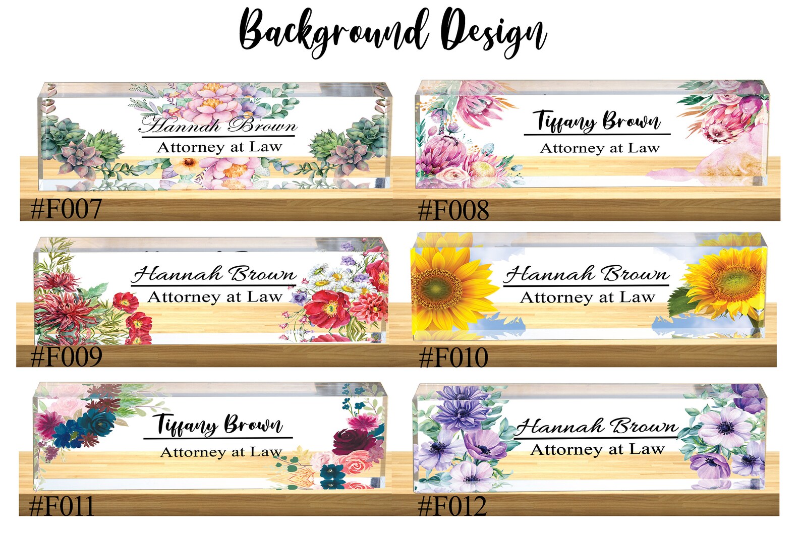 Personalized Flower Name Plate for Desk Custom Office Decor - Etsy