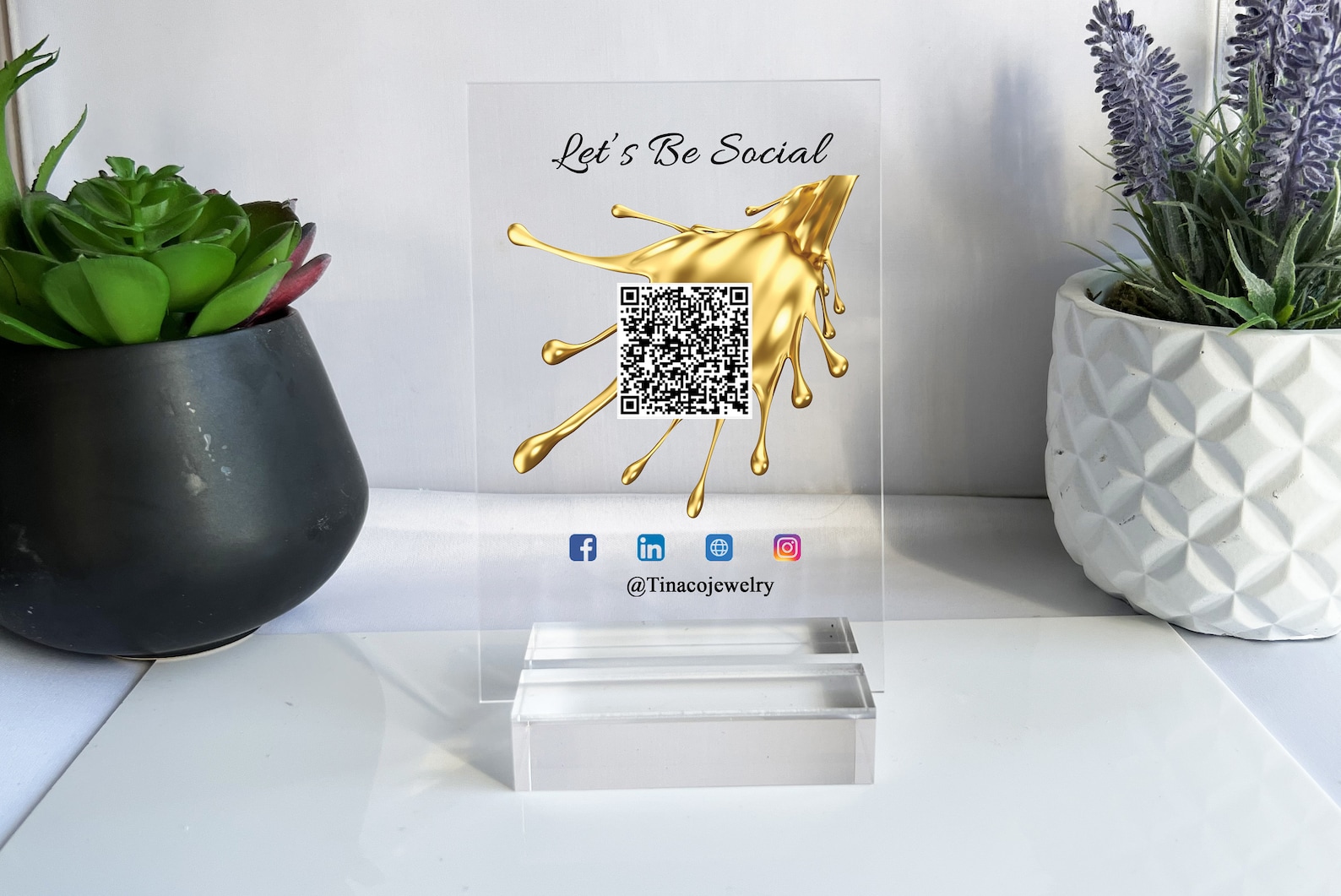 QR Code Acrylic Display Sign With Base scannable QR Code Sign | Etsy