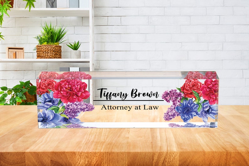 Personalized Flower Name Plate for Desk Custom Office Decor Nameplate ...