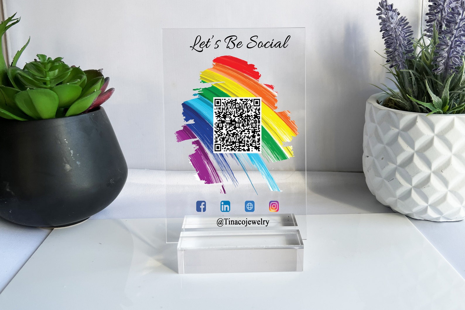 QR Code Acrylic Display Sign With Base scannable QR Code Sign | Etsy