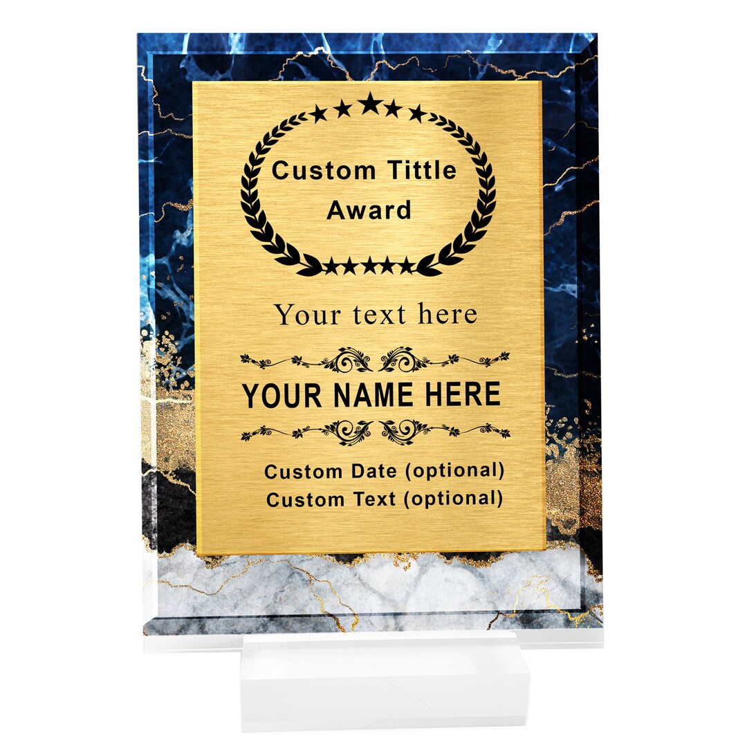 Tina&co Personalized Trophy Award, Customizable Award Plaque, Custom ...