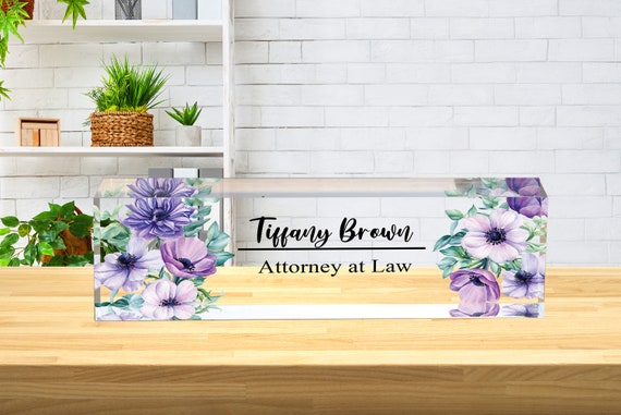 Personalized Flower Name Plate for Desk Custom Office Decor - Etsy