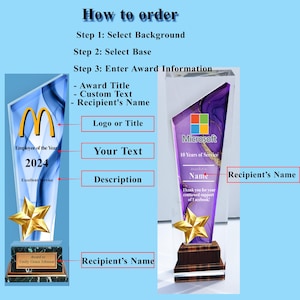 Customizable Star Service Award Trophy Custom Trophy, Add Logo ...