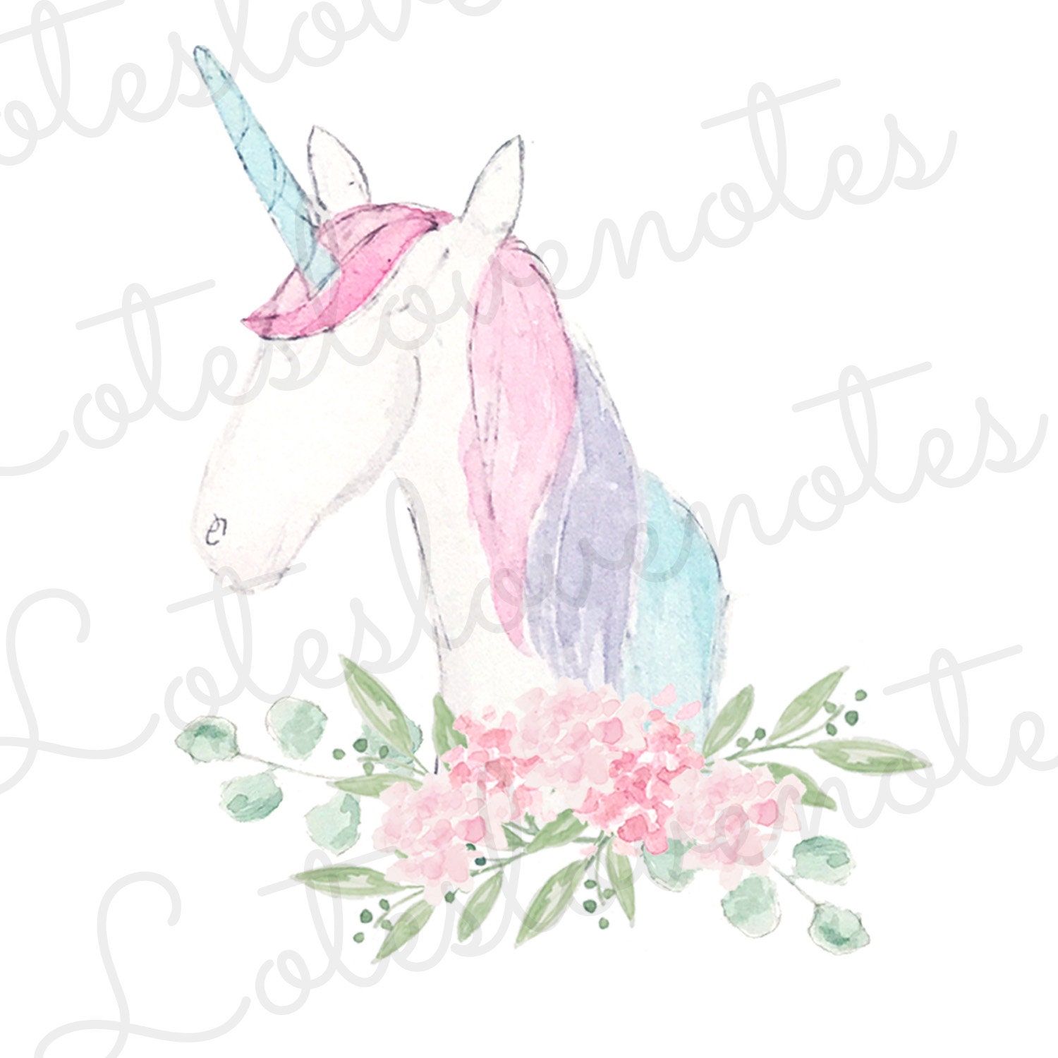 Unicorn Watercolor Clip Art - Etsy