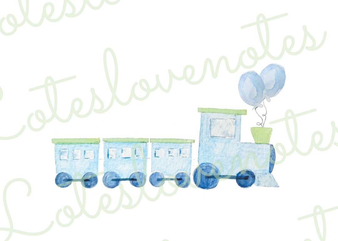 Watercolor Train - Etsy