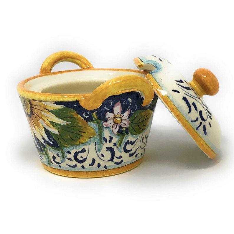 Italian Ceramic Art Sugar Cheese Bowl Pottery Decorated | Etsy