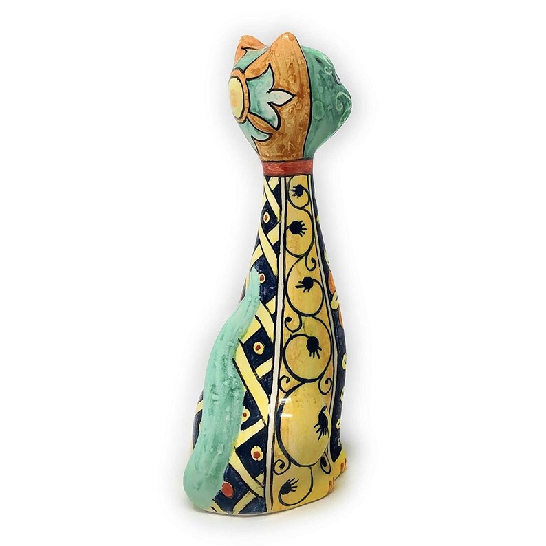 Italian Ceramic Cat Art Pottery Animals Figurine Hand Painted Made in ...