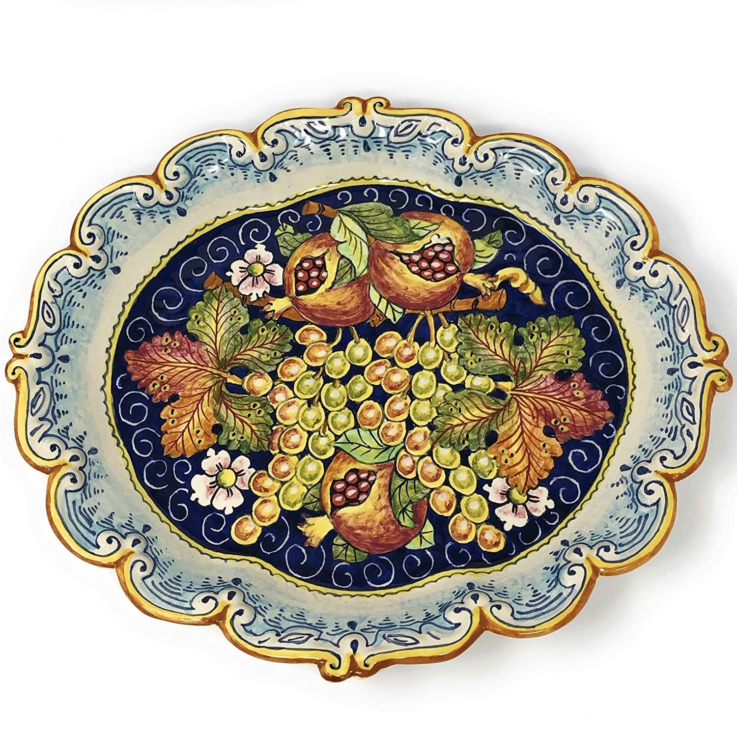 Italian Ceramic Serving Tray Plate Decorated Fruit Art Pottery Hand ...