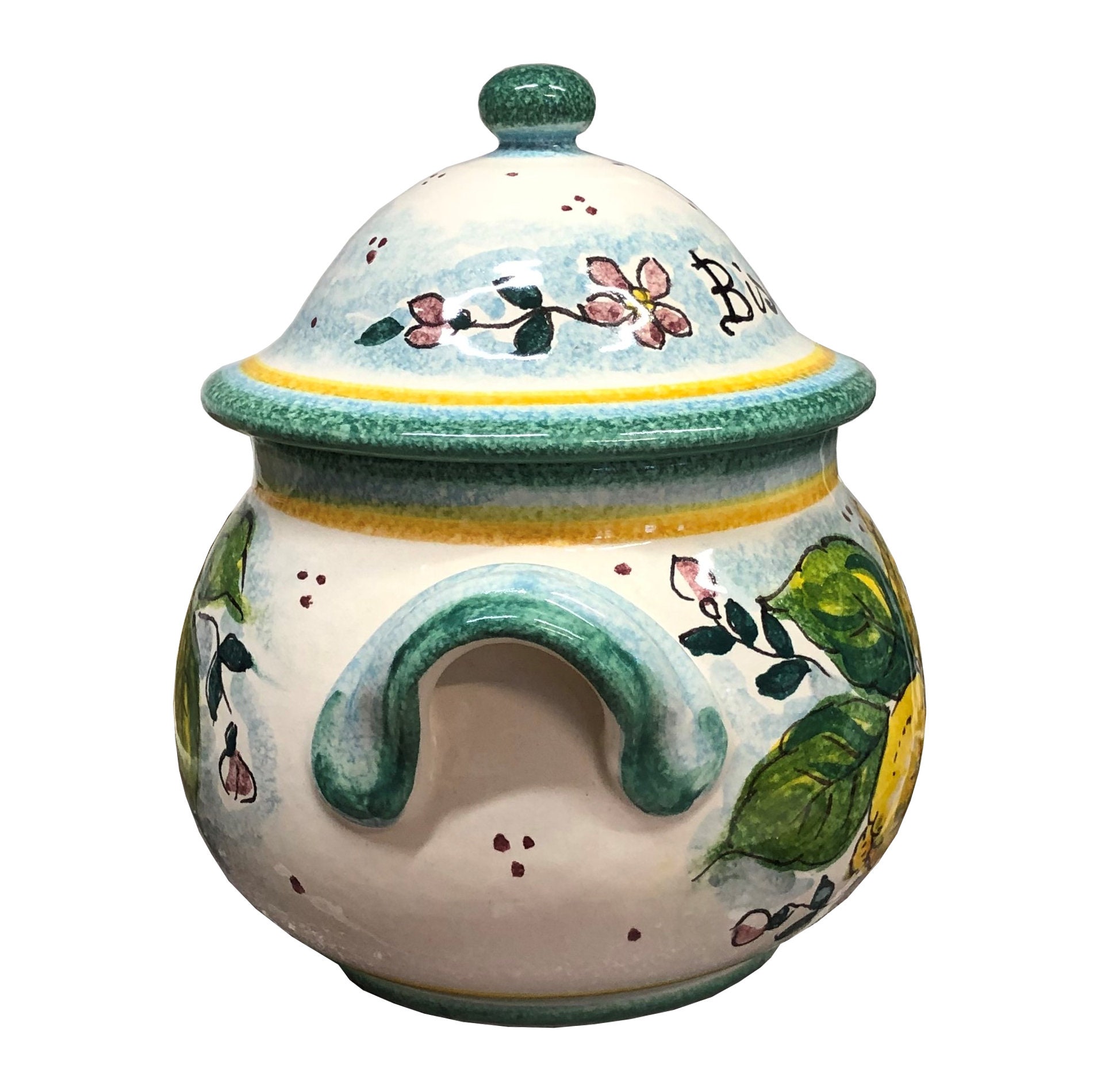 Italian Ceramic Cookies Jar Biscotti Hand Painted Made in | Etsy