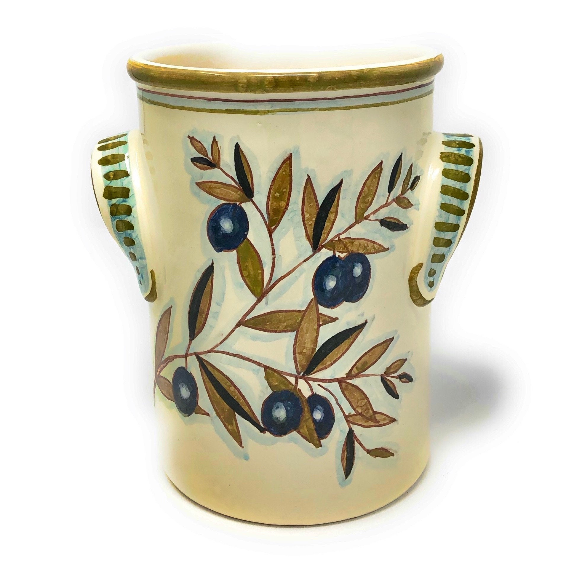 Italian Ceramic Utensil Holder Wine Bottle Hand Painted Made in ITALY ...