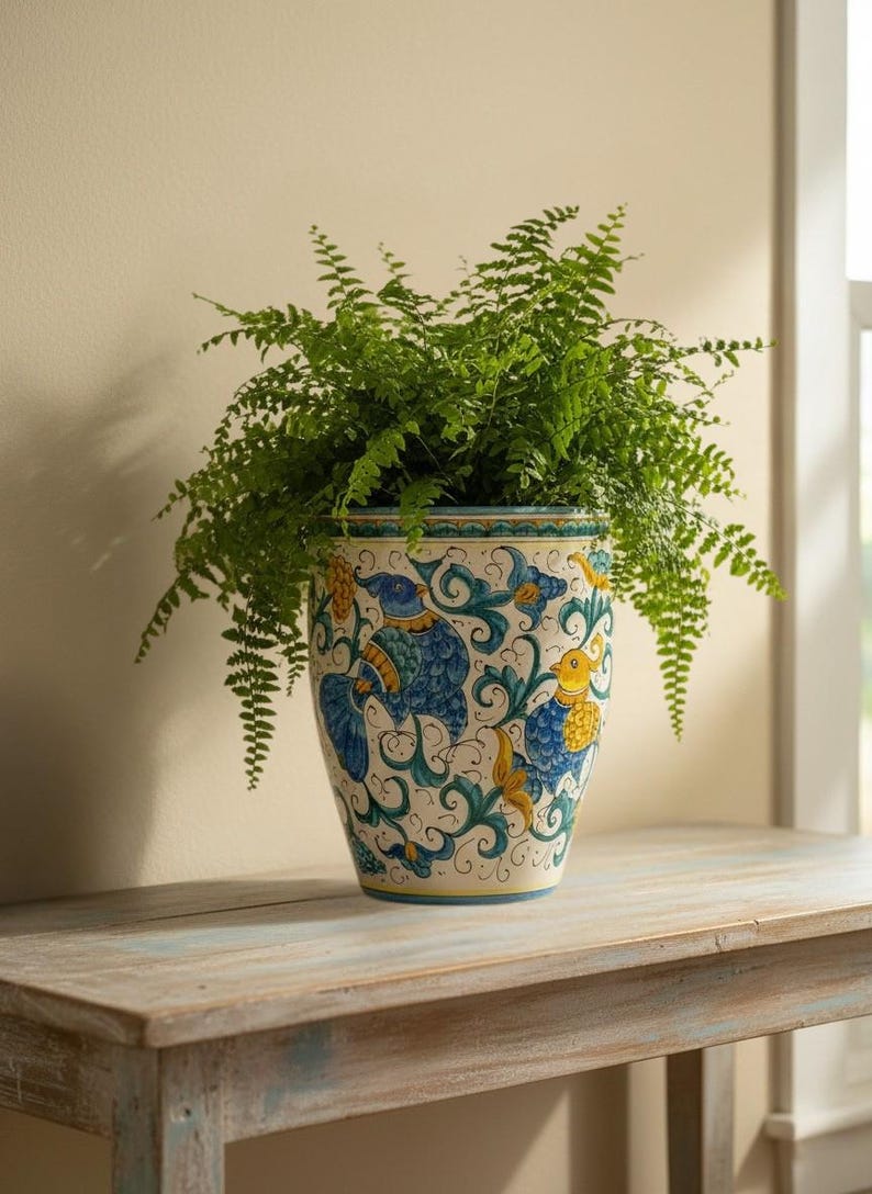 Italian Ceramic Cachepot Vase Flowerpot Planter Art Pottery Indoor ...
