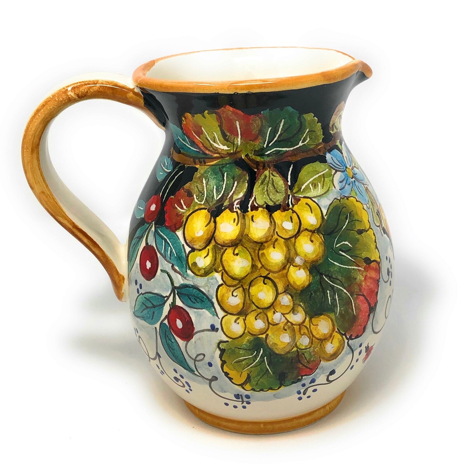Italian Ceramic Pottery Art Pottery Pitcher Vino Vine Gal 0,264 Hand ...