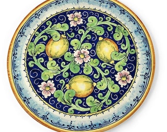 Italian Ceramic Art Pottery Plate to Hang Hand Painted Pattern | Etsy