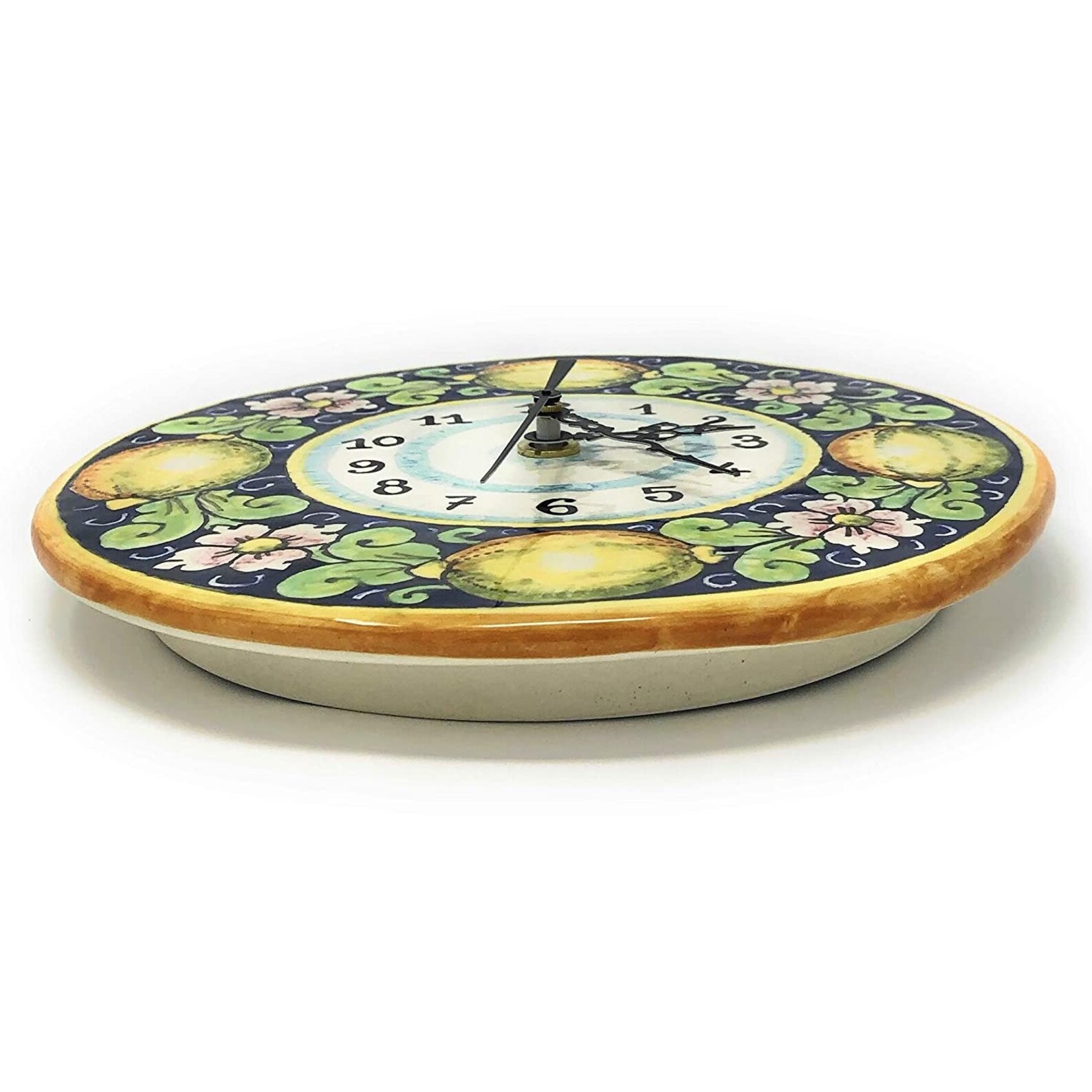 Italian Ceramic Wall Clock Decorated Lemons Hand Painted Made in ITALY ...