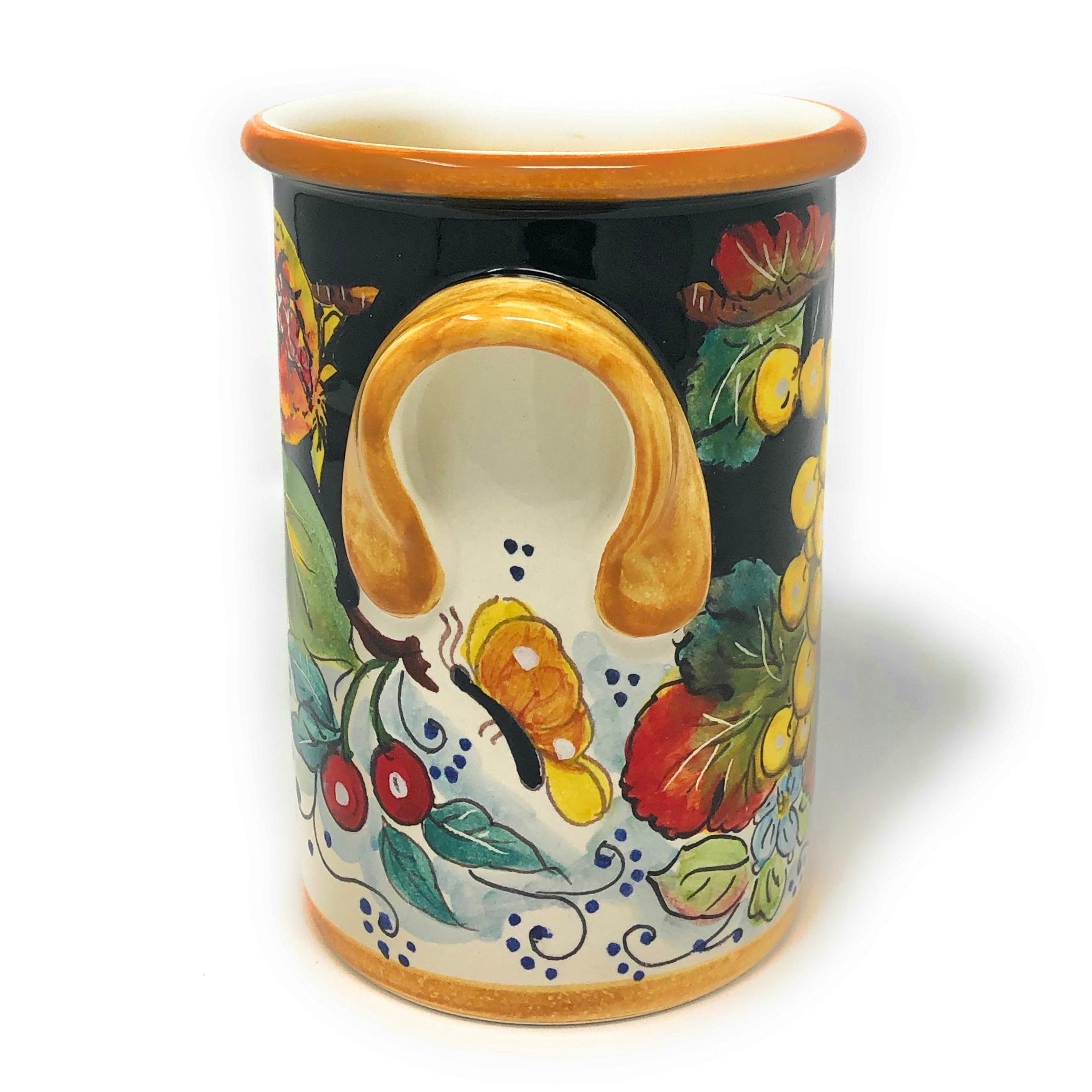 Italian Pottery Utensil Holder Wine Bottle Hand Painted Made in ITALY ...
