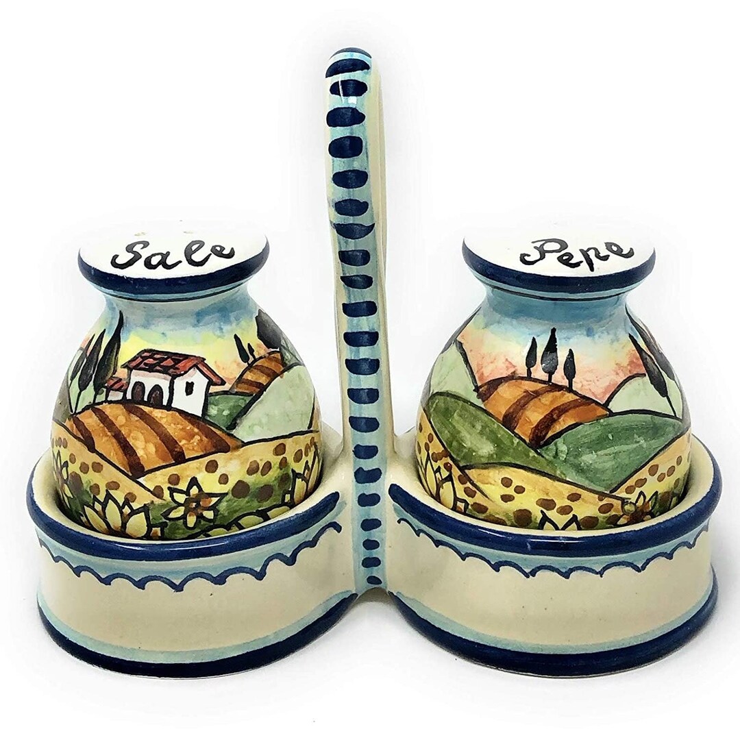 Italian Ceramic Set Salt and Pepper Shakers Pots Art Pottery Hand ...